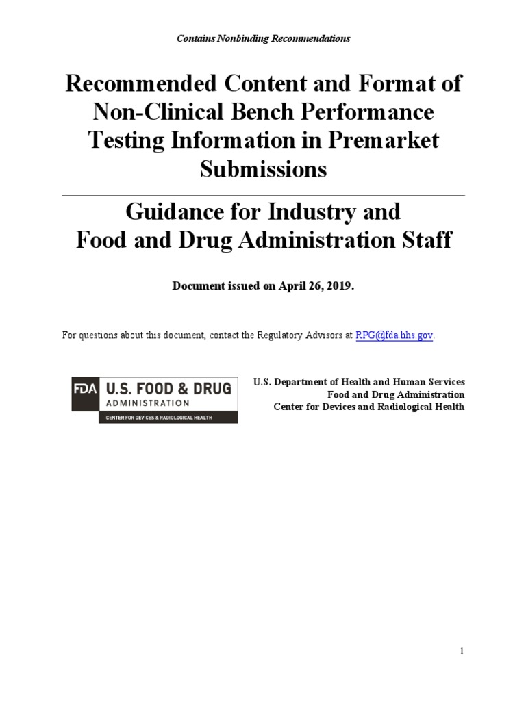Recommended Content and Format of Non-Clinical Bench Performance ... Recommended Content and Format of Non-Clinical Bench Performance ...