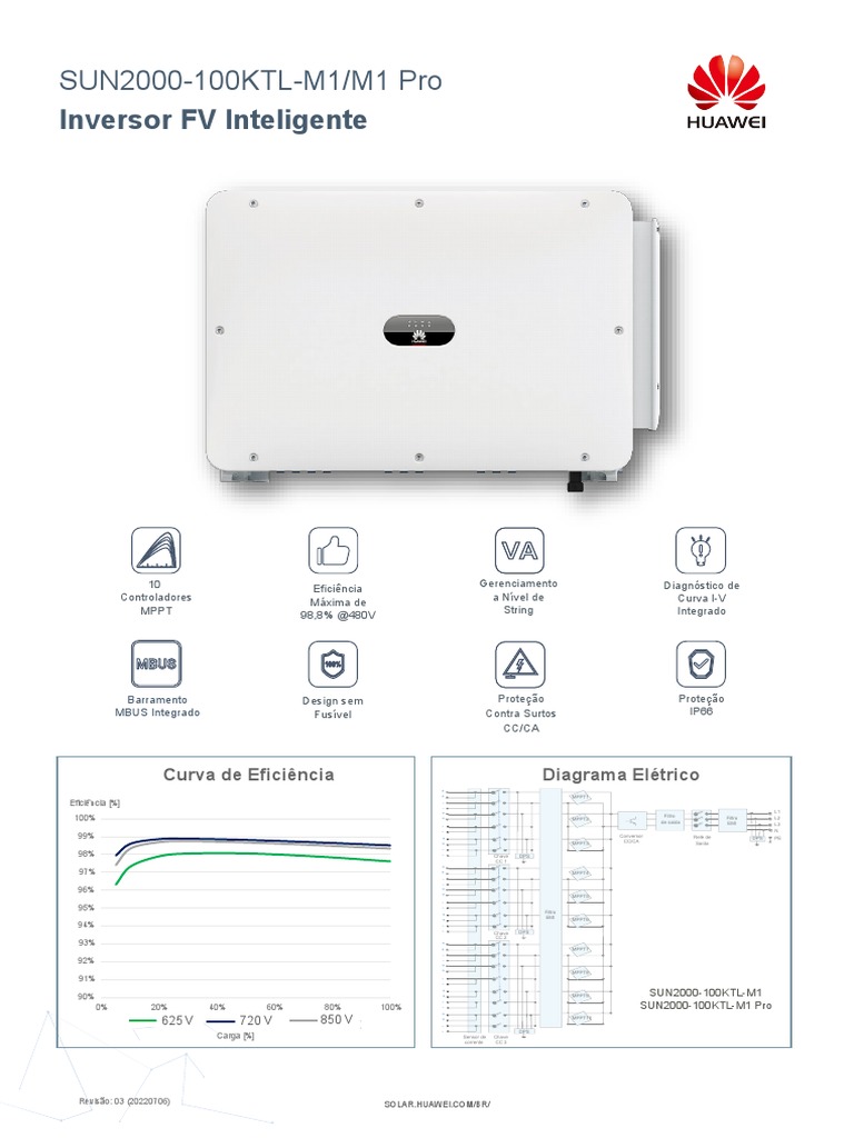Inversor Huawei - Sun2000-100ktl-M1 - 380v - 10 MPPT | PDF