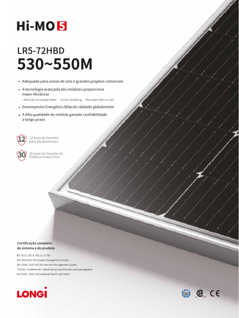 Módulo Longi - LR5-72HBD-540M - Bifacial | PDF