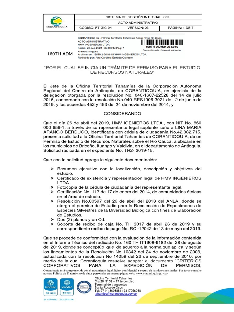 Sistema de Gestión Integral - Sgi-Acto Administrativo Código: Ft-Gic-04 ...