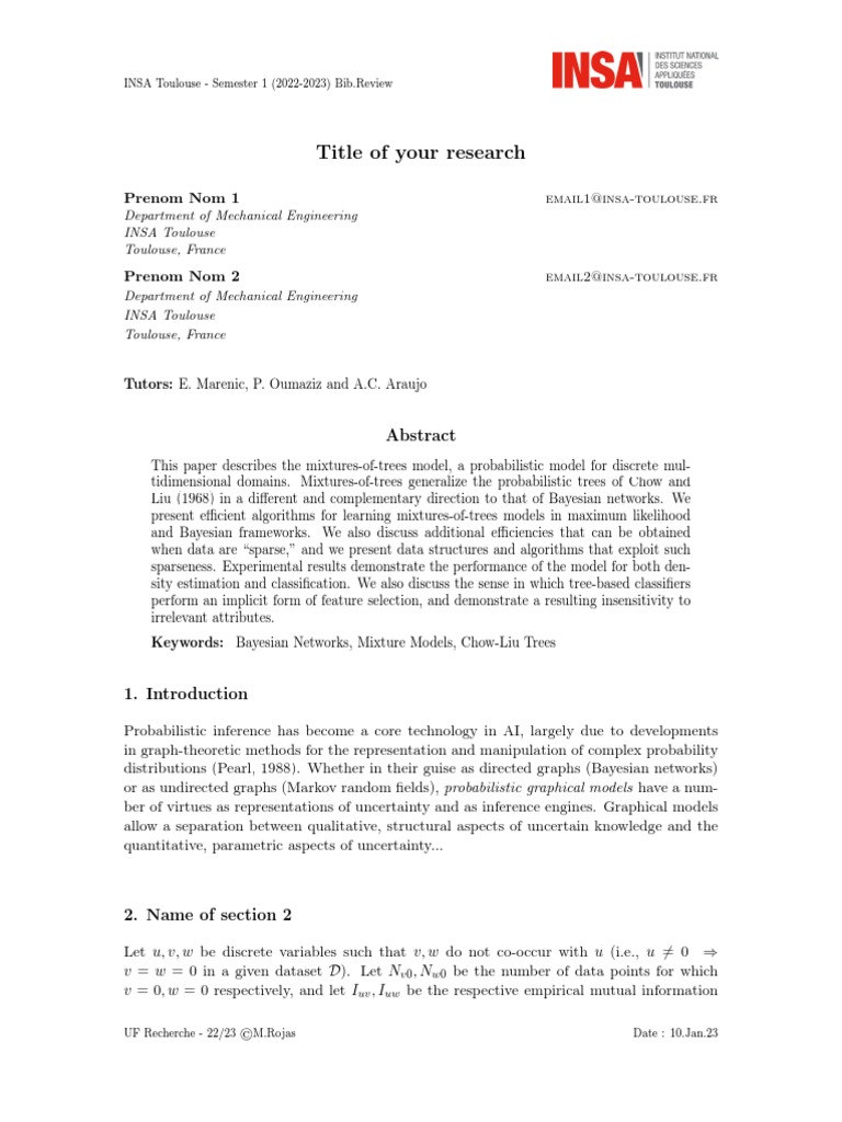 Template For Uf Recherche Bib Review Insa Toulouse DGM | PDF | Bayesian ...