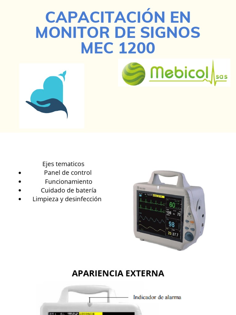 Capacitacion en Monitor de Signos Mec 1200 | PDF