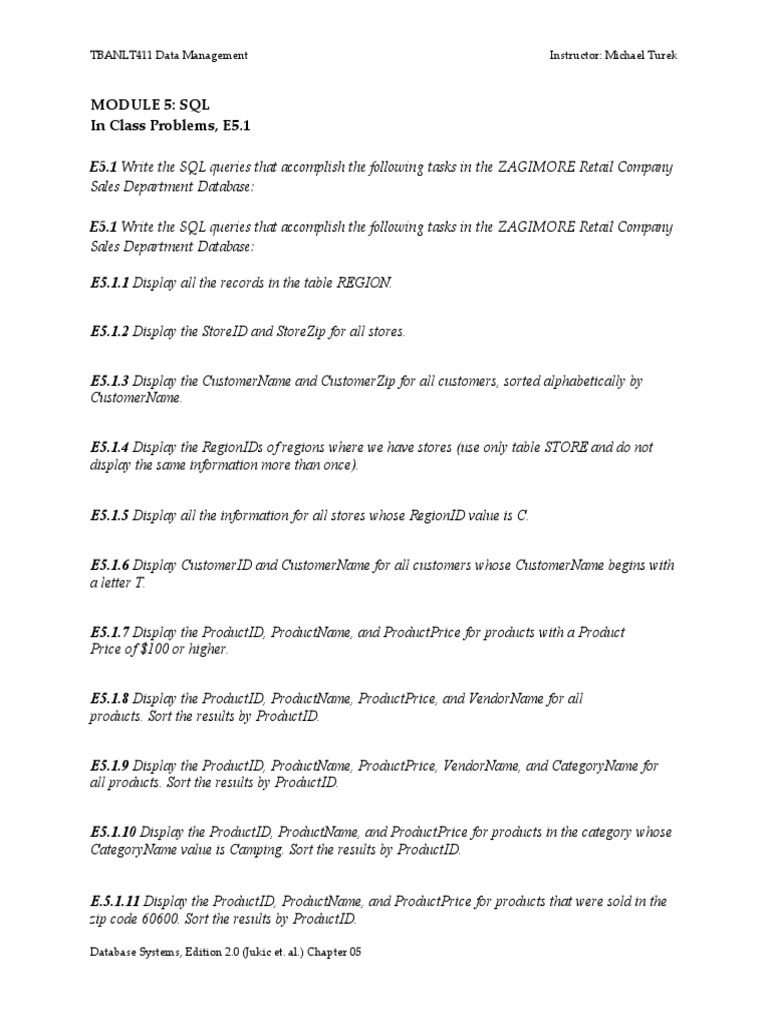 Mod5 InClassProblems | PDF | Sql | Databases