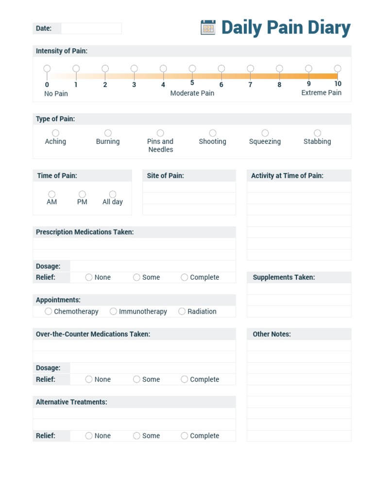 Printable Pain Diary | PDF