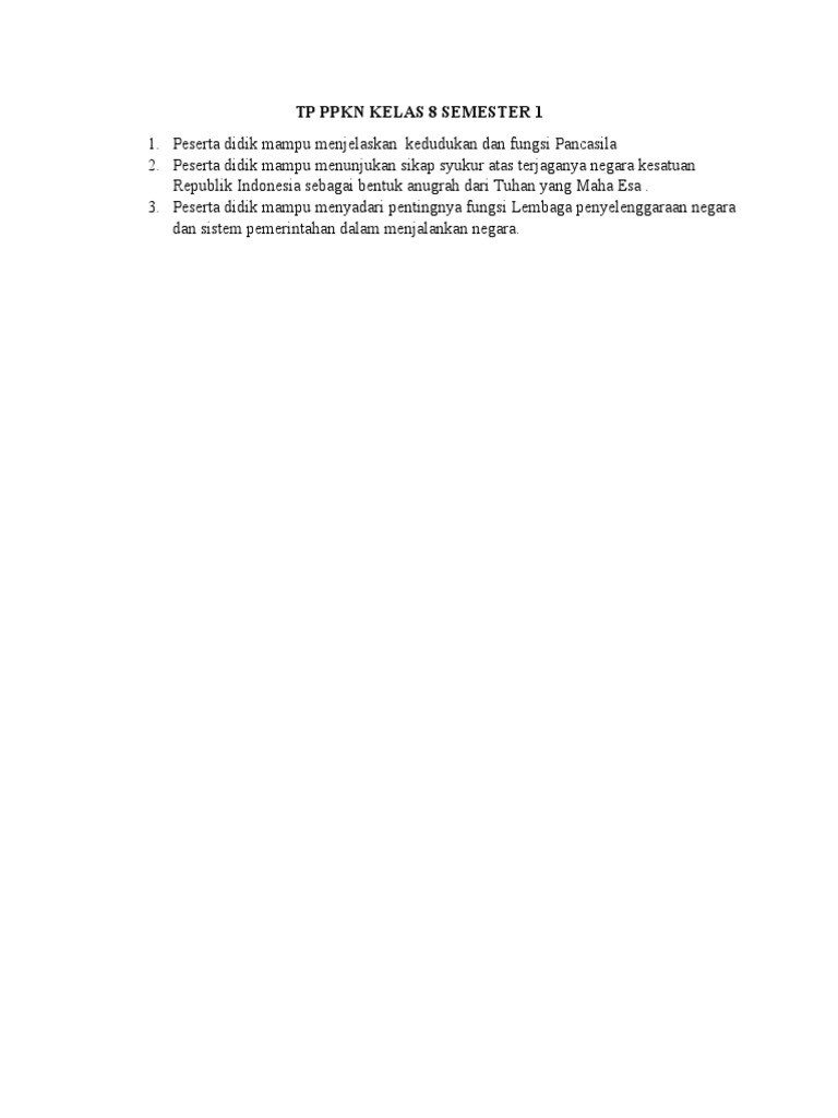 TP PPKN Kelas 8 Semester 1 | PDF