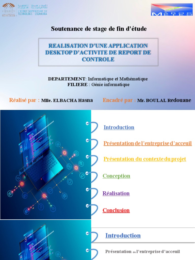 Soutenance de Stage de Fin D'étude: Realisation D'Une Application Desktop D'Activite de Report ...