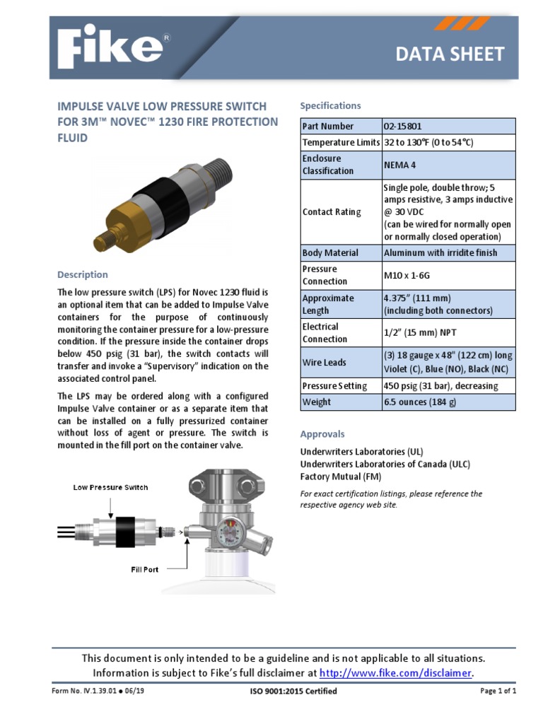 IV.1.39.01 Impulse Valve Low Pressure Switch | PDF | Switch | Valve