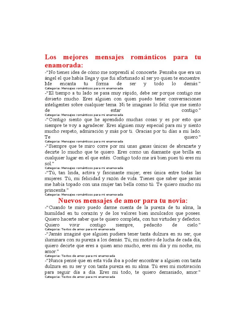 Mensajes Románticos | PDF | Amor | Felicidad