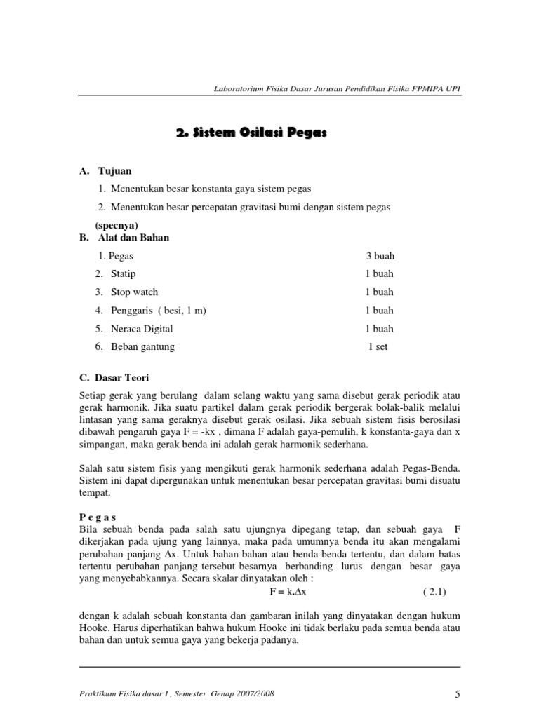2 Sistem Osilasi Pegas | PDF