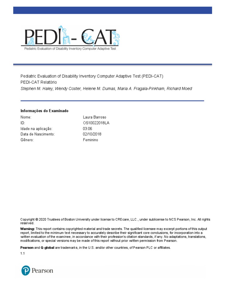 PEDI-CAT Report - Laura Barroso (OS10022018LA) | PDF