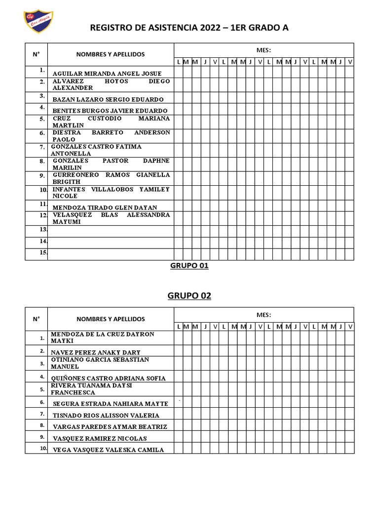 Rergistro 1ro A | PDF