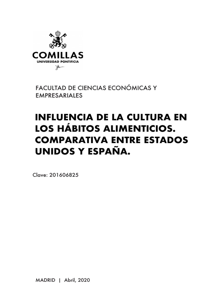 Influencia de La Cultura en Los Habitos Alimenticios. Comparativa Entre ...