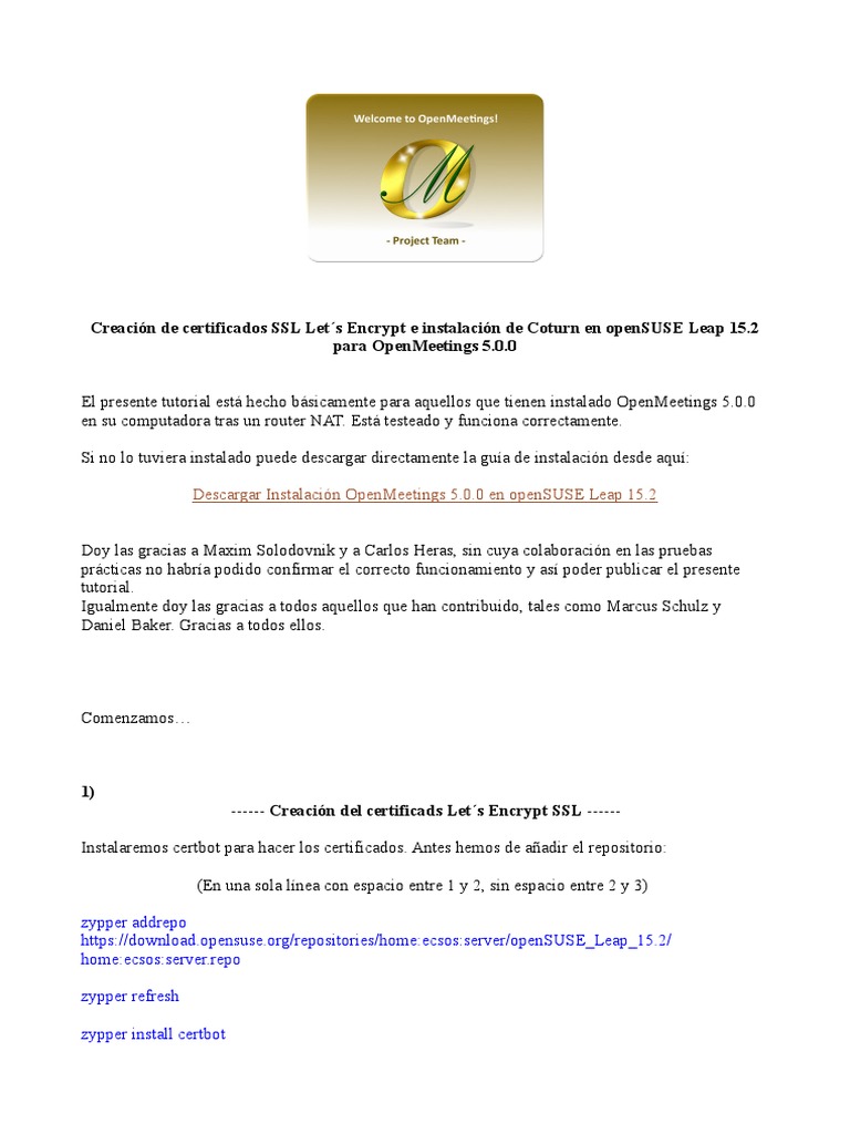 Instalacion Certificados SSL y Coturn para OpenMeetings 5.0.0 en ...