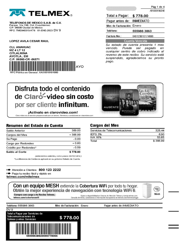 Recibo-Telmex | PDF