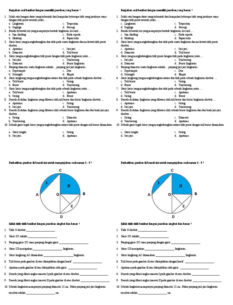 Soal Unsur-Unsur Lingkaran | PDF