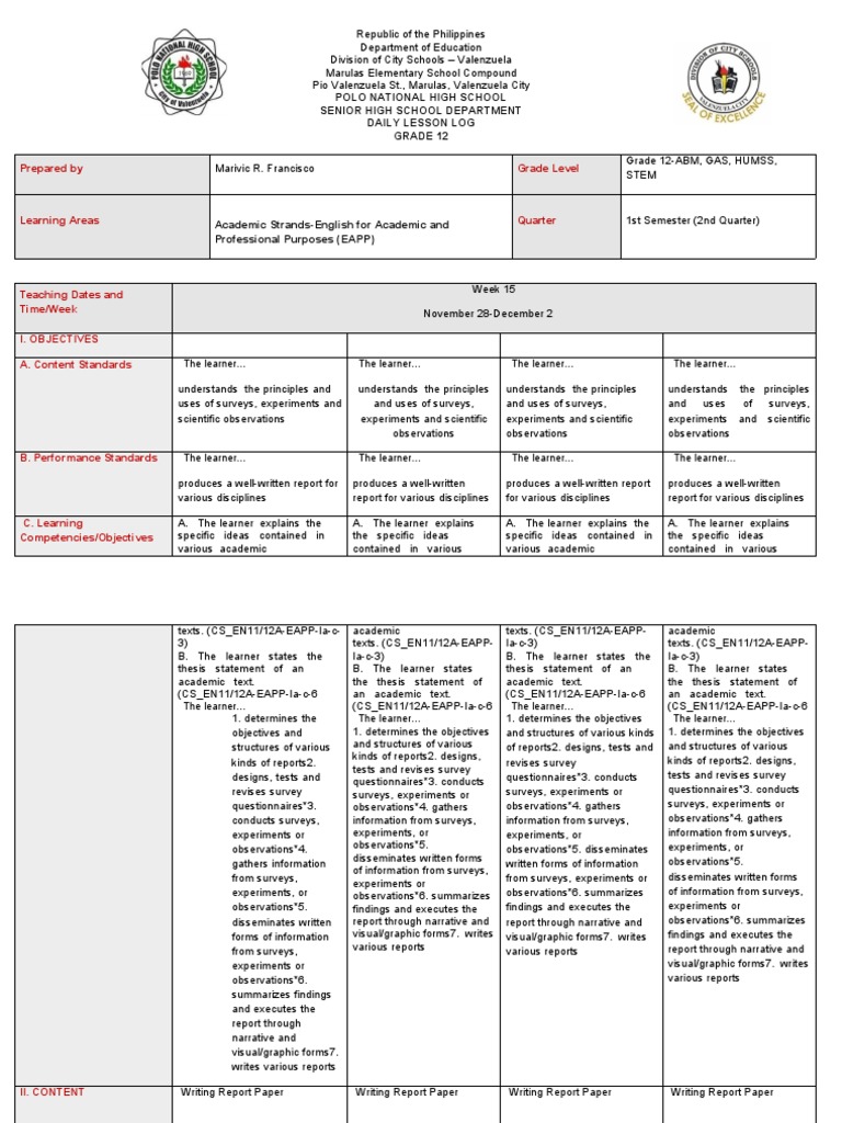 Dll-Eapp 12 Week 15 | PDF | Learning | Experiment