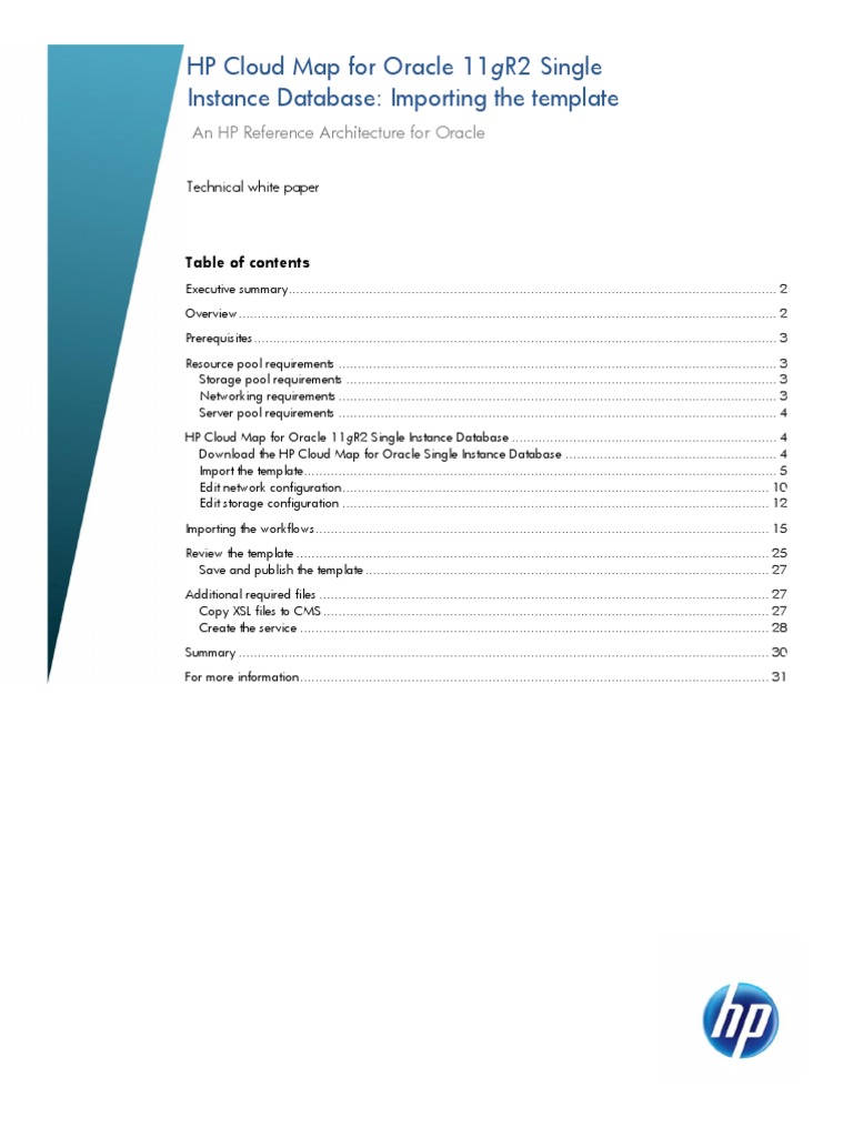 HP Cloud Map For Oracle 11gR2 Single Instance Database: Importing The Template | PDF | Cloud ...