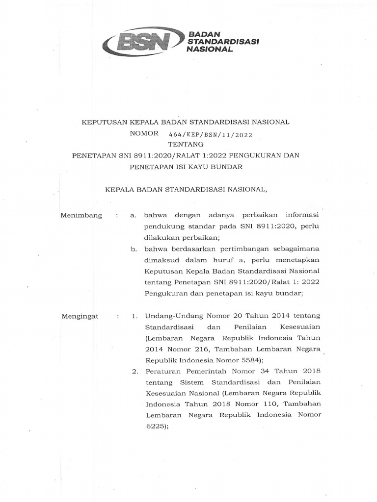 22kepka464 SNI 8911 - 2020 Ralat 1 - 2022 - Full | PDF