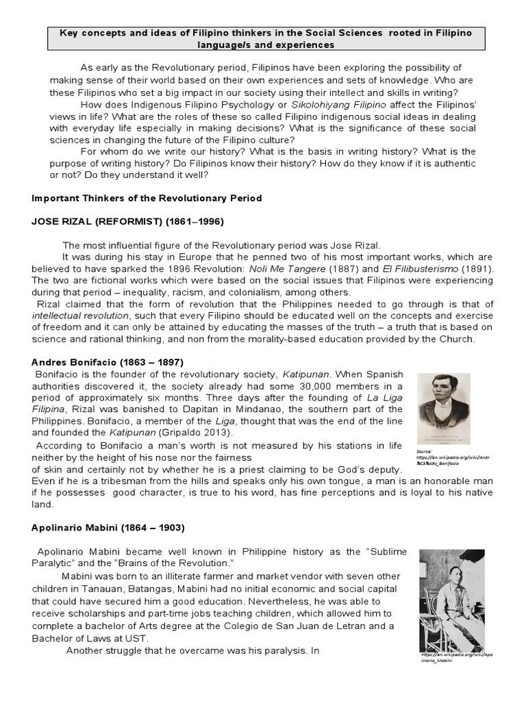 Key Concepts and Ideas of Filipino Thinkers in The Social Sciences ...