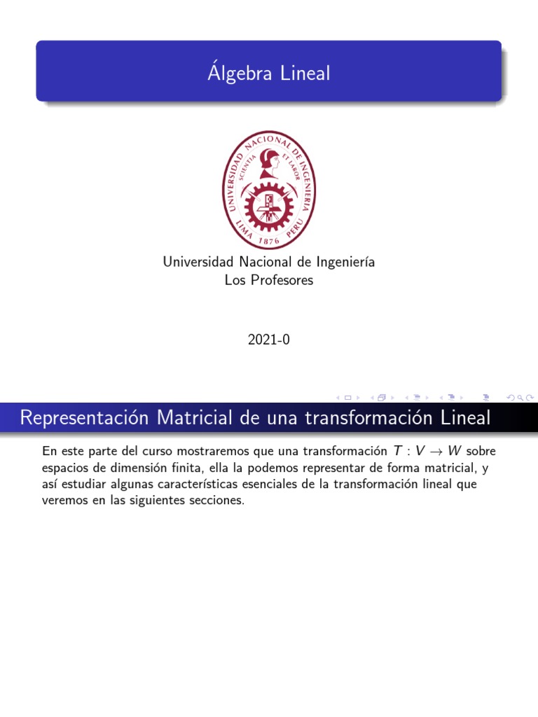 Representación Matricial de T. Lineal | PDF | Matriz (Matemáticas ...