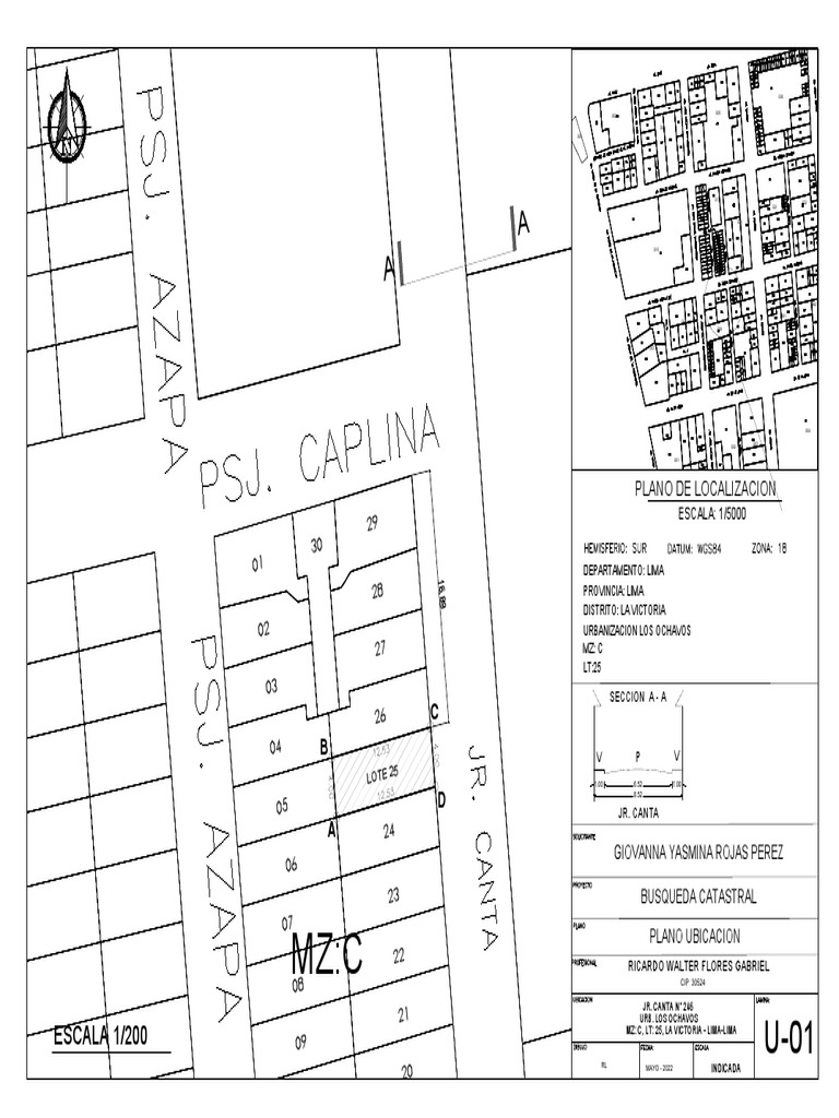 Plano de ubicación de un lote en el distrito de La Victoria, Lima, Perú ...