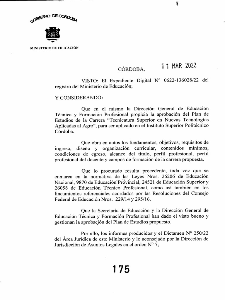RM 175 - 2022 - Nuevas Tecnologías Aplicadas Al Agro | PDF