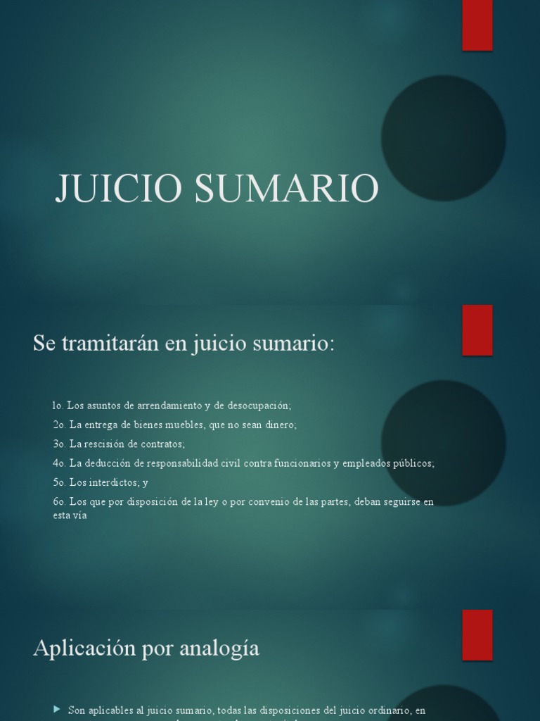 Juicio Sumario Presentacion | PDF | Posesión (Ley) | Sentencia (ley)