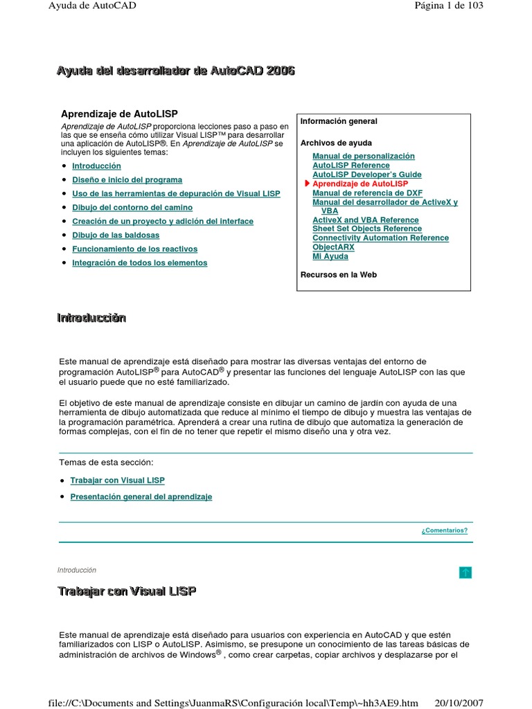 Aprendizaje de Autolisp 2006 | PDF | Programación | Programa de computadora