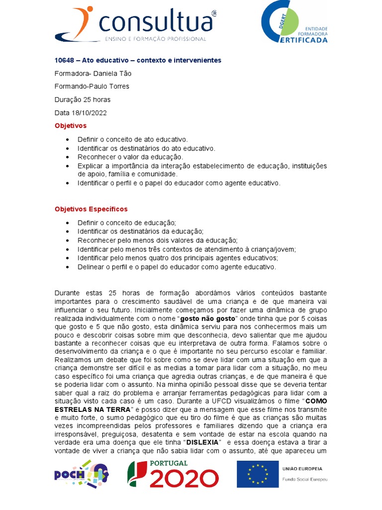 Reflexão 10648 - Ato Educativo - Contexto e Intervenientes | PDF | Família