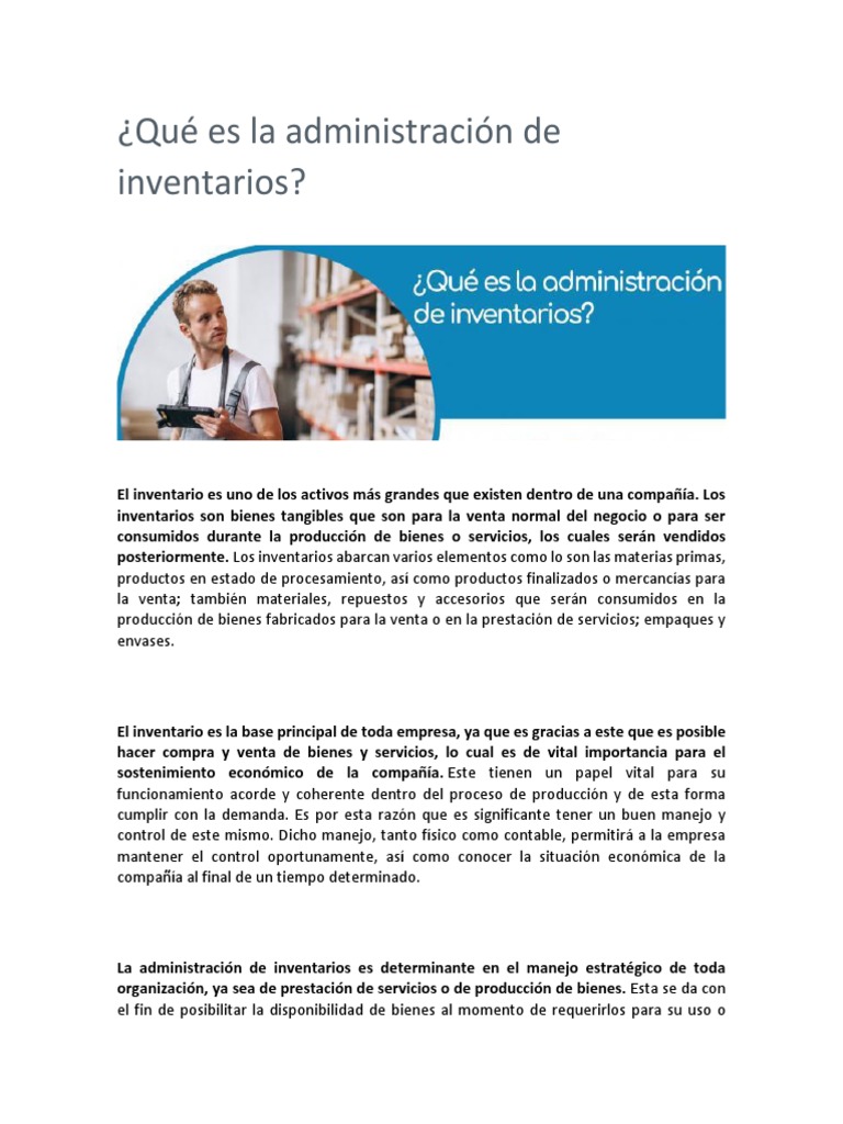 Qué Es La Administración de Inventarios | PDF | Inventario | Bienes