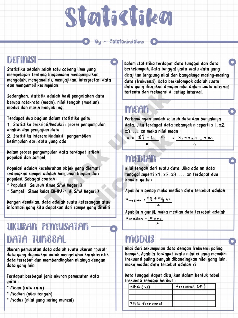 Statistika - Matematika by Catatanindahns | PDF
