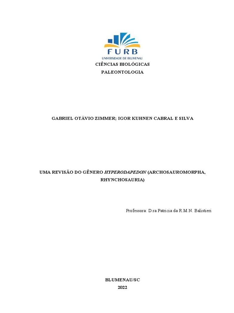 Uma Revisão Do Gênero Hyperodapedon (Archosauromorpha, Rhynchosauria ...