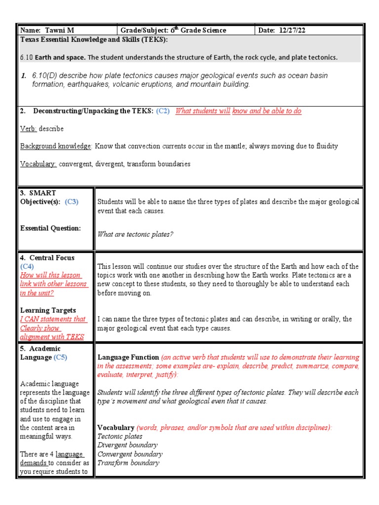 Edtpa Lesson Plan Guide LPG | PDF | Vocabulary | Learning