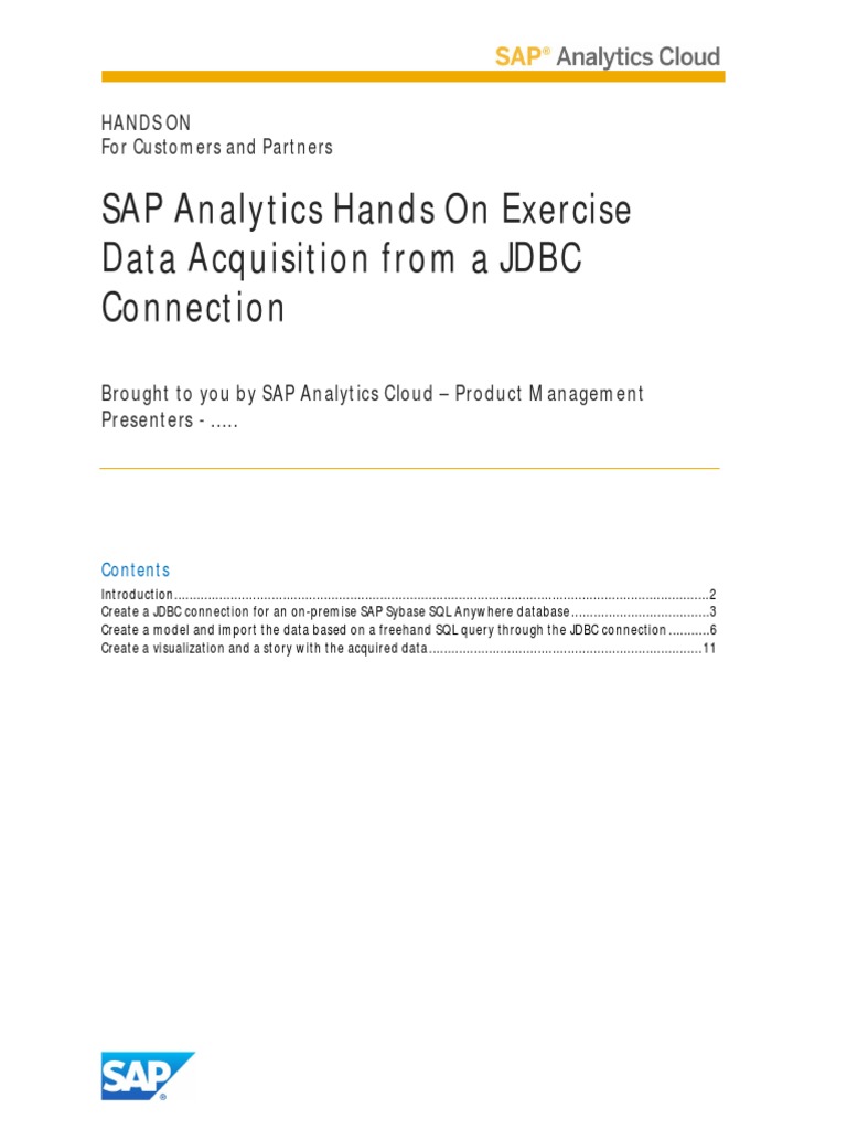 SAP Analytics Cloud - Acquire Data From JDBC Connection | PDF | Databases | Information Retrieval