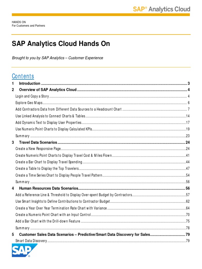 SAP Analytics Cloud - Hands-On JF Technologies | PDF