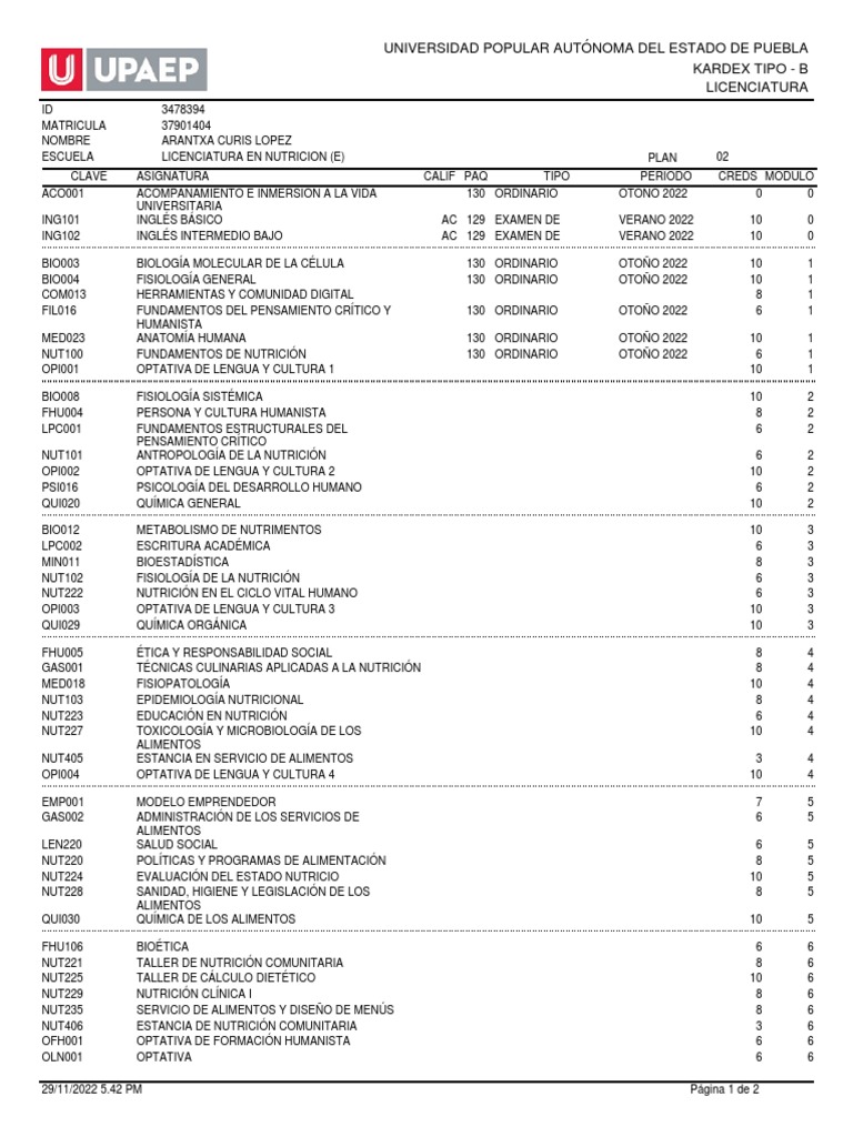 Kardex de Arantxa Curis López | PDF | Fisiología | Ciencias de la Salud