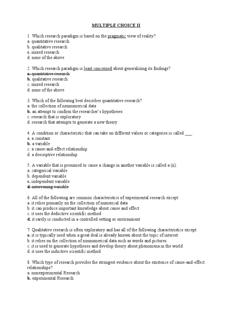 MULTIPLE CHOICE II-V Research and Ethical Issues | PDF | Sampling (Statistics) | Experiment