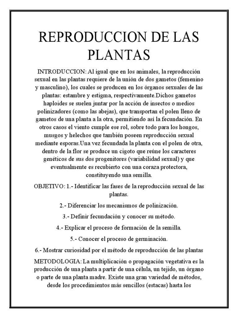 Reproduccion de Las Plantas | Descargar gratis PDF | Plantas | Reproducción