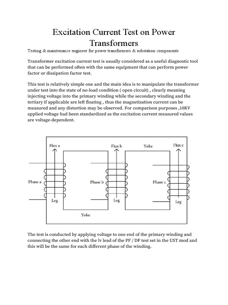 Excitation Current Test On Power Transformers | PDF | Transformer ...