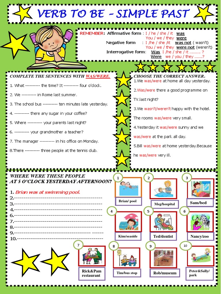 Simple Past of Verb "To Be" Exercises | PDF