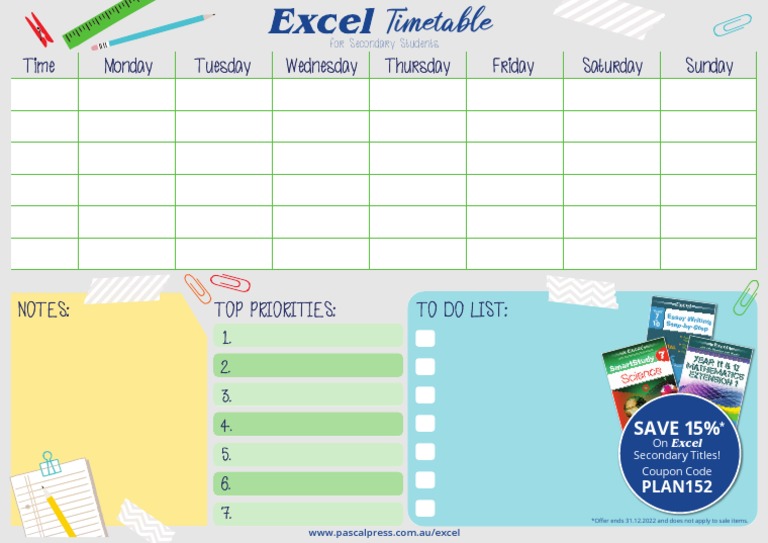 P5 Excel Secondary Timetable | PDF