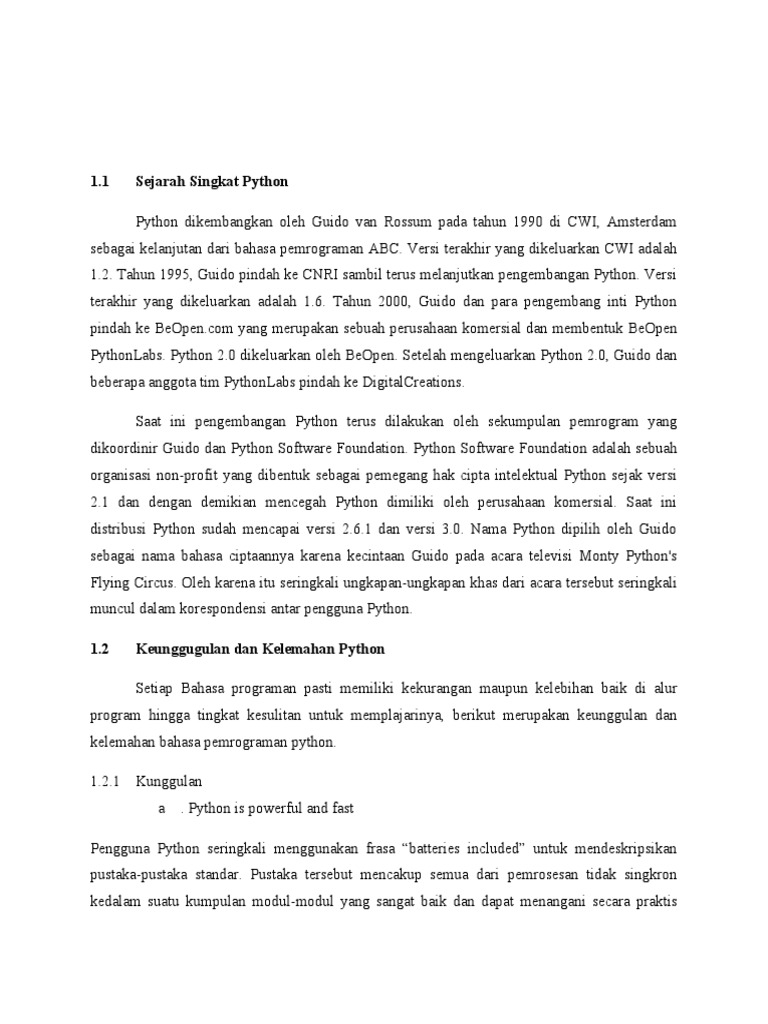 Sejaranh, Kelemahan Kelebihan Dan Penerapan Python | PDF