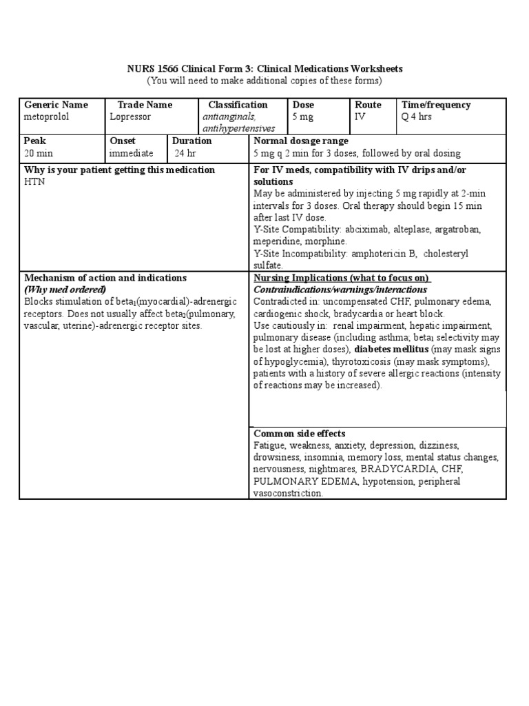 Lopressor Metoprolol | PDF | Nausea | Drugs