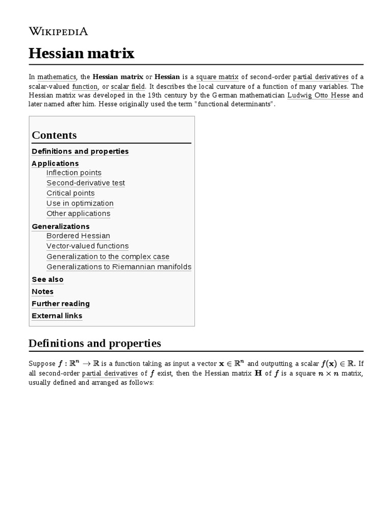 Hessian Matrix | PDF