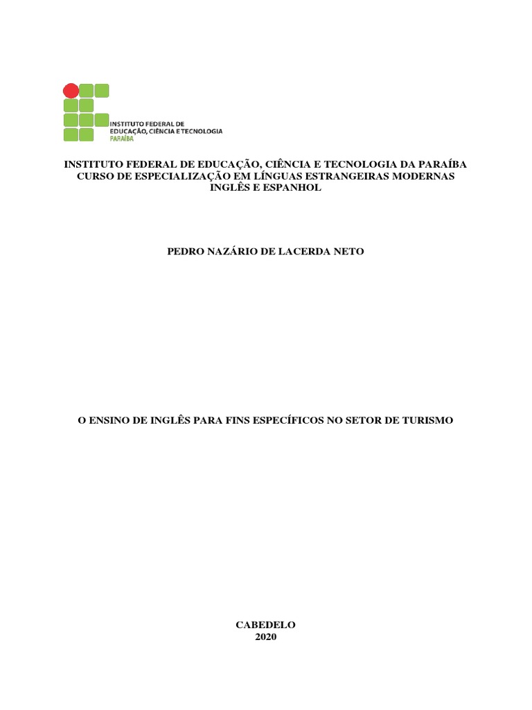 TCC Finalizado - Pedro Nazário | PDF | Aprendizado | Turismo