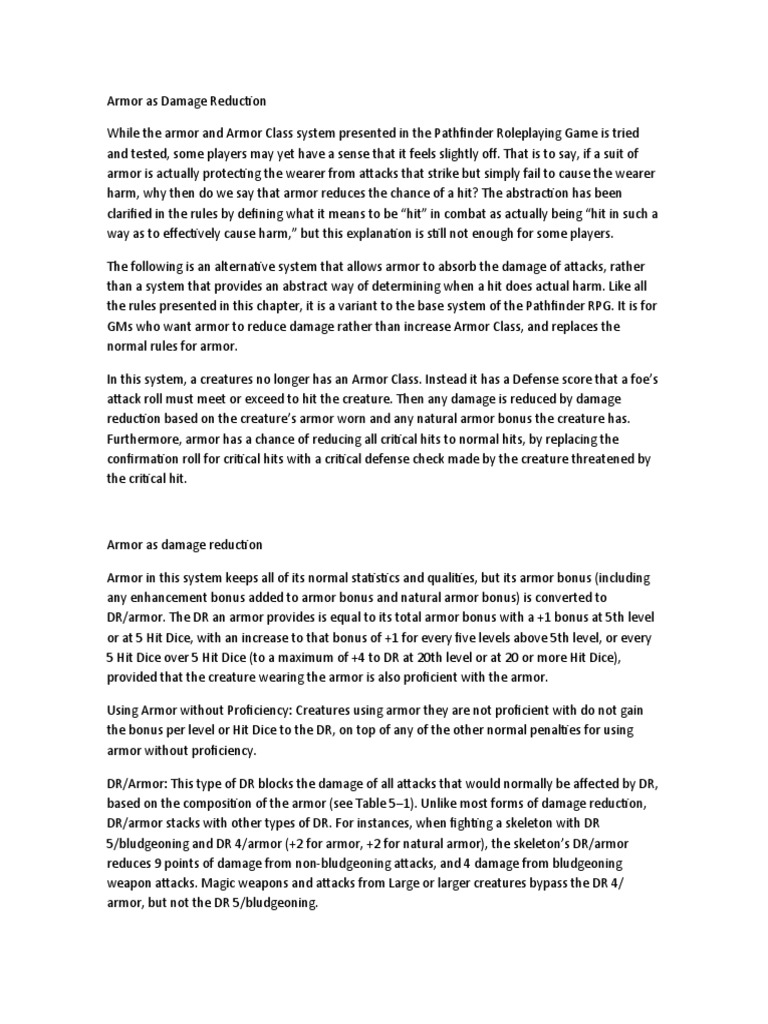 Armor As Damage Reduction | PDF | Armour | Gaming