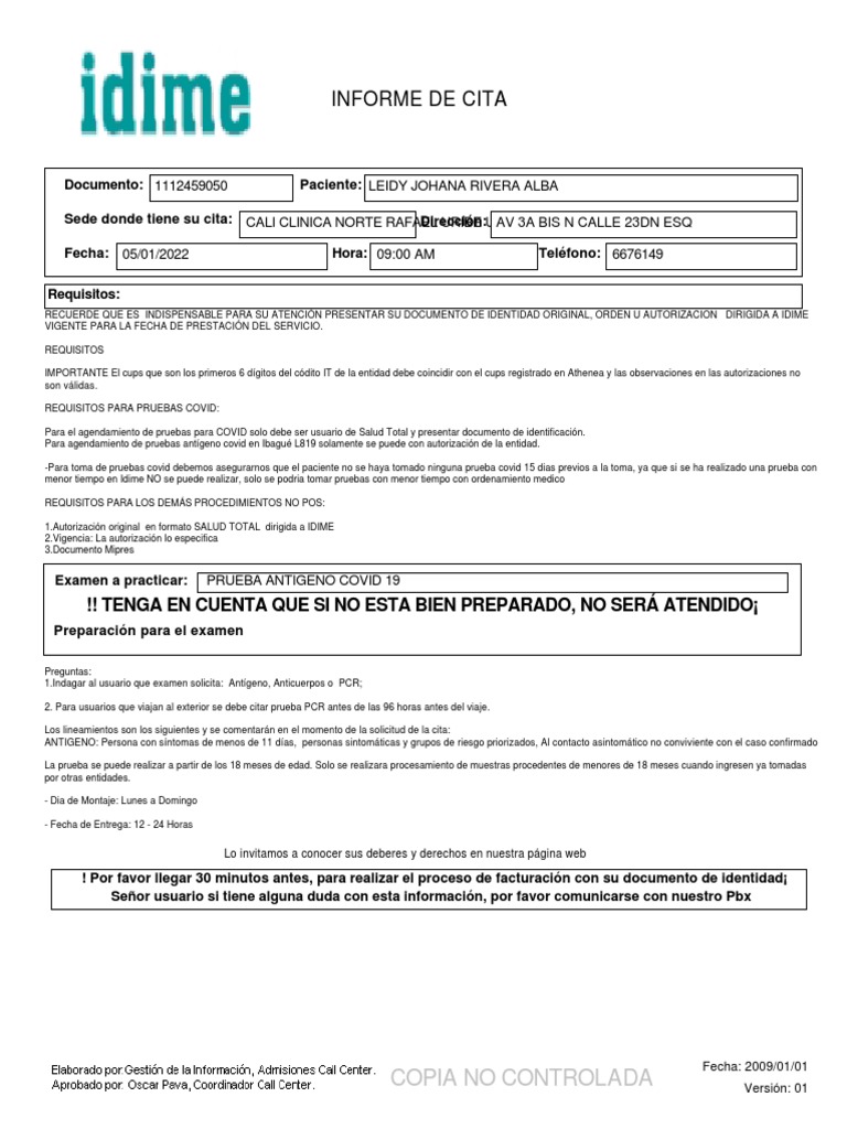 Cita MEDICO | PDF | Medicina | Ciencias de la Salud