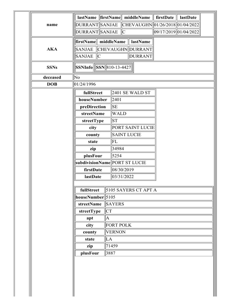SANJAE DURRANT PERSON REPORT | PDF | Electronics | Wireless