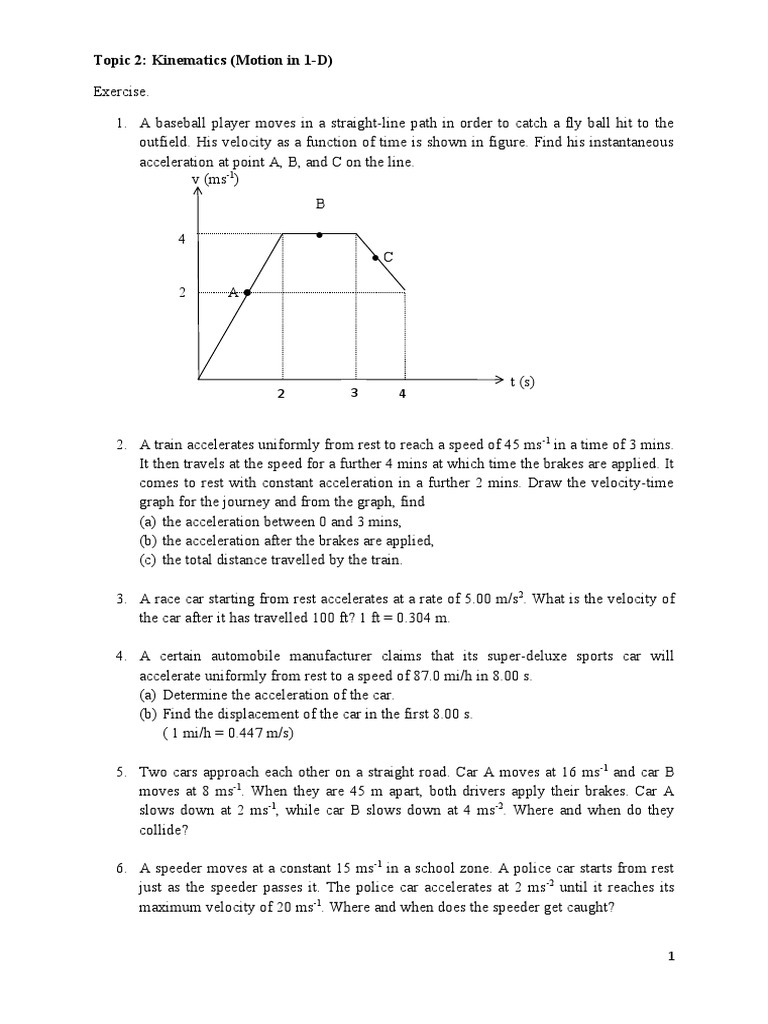 Exercise Topic 2 (Motion) | PDF