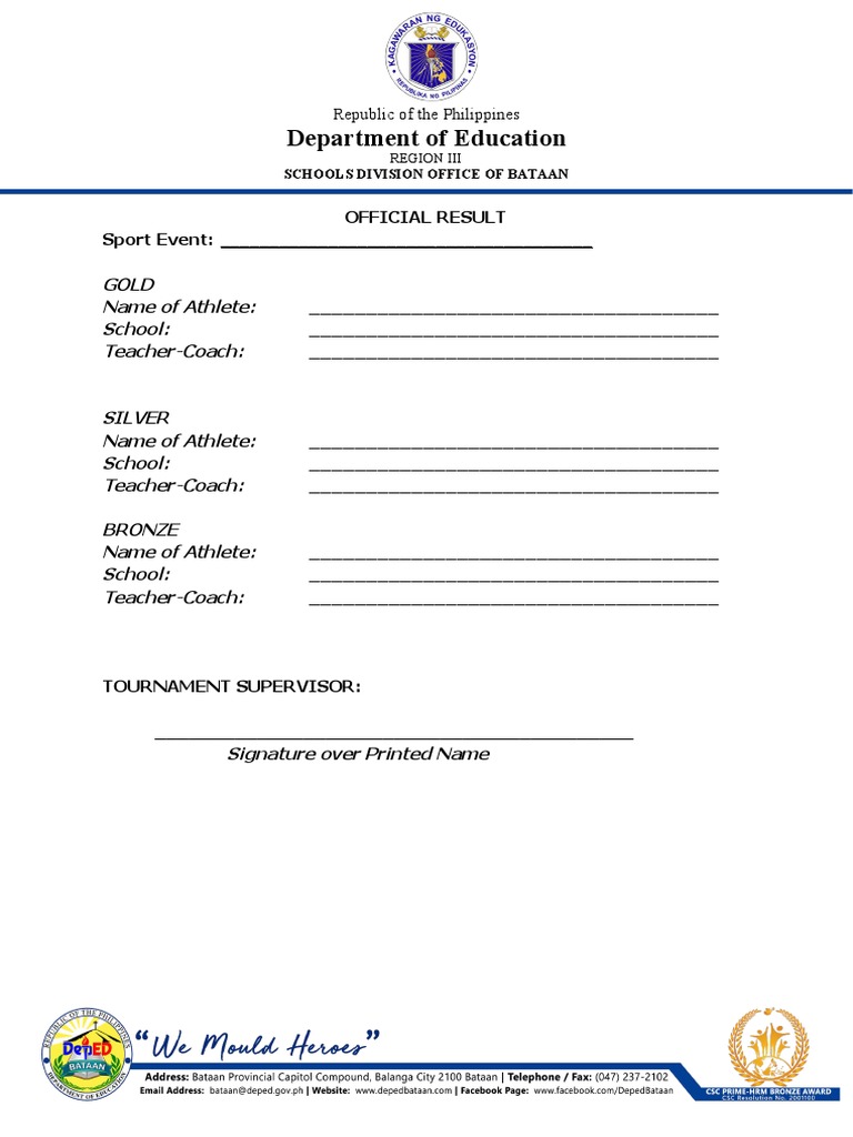 Official Result Form | PDF